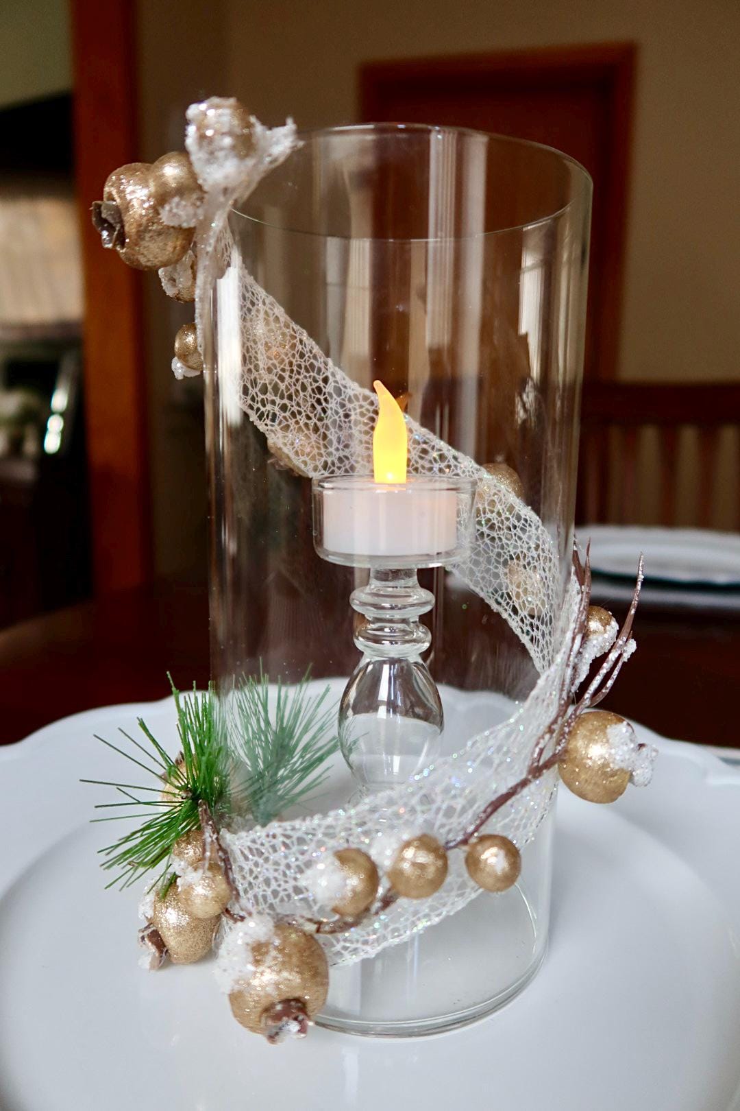 Elegant Glass Candle Holder With Gold and Frosted Accents - Etsy