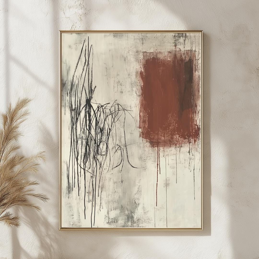 Raw Abstract Art Print, Minimalist Expressionist Painting, Modern ...
