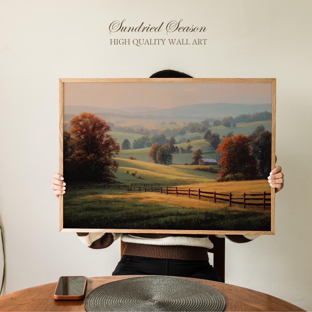 Kentucky Bluegrass Region Art Print, Rural Autumn Farm Painting ...
