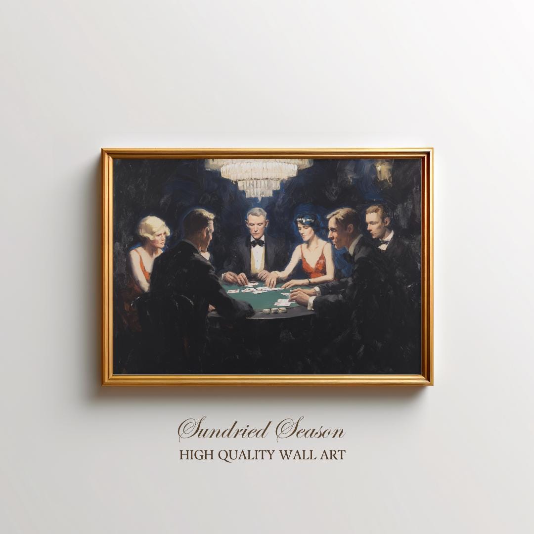 1920s Poker Game Art Print, Glamorous Vintage Casino Scene Painting ...