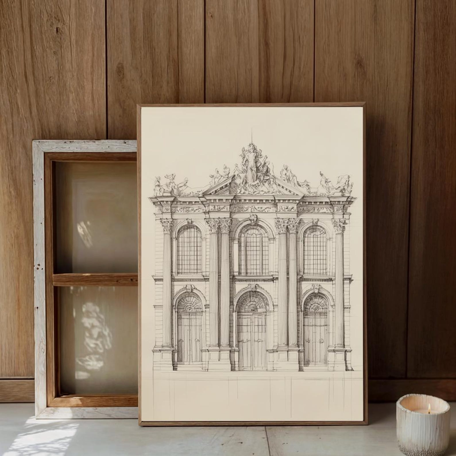 Palace of Versailles Architecture Sketch Art Print, Elegant Baroque ...