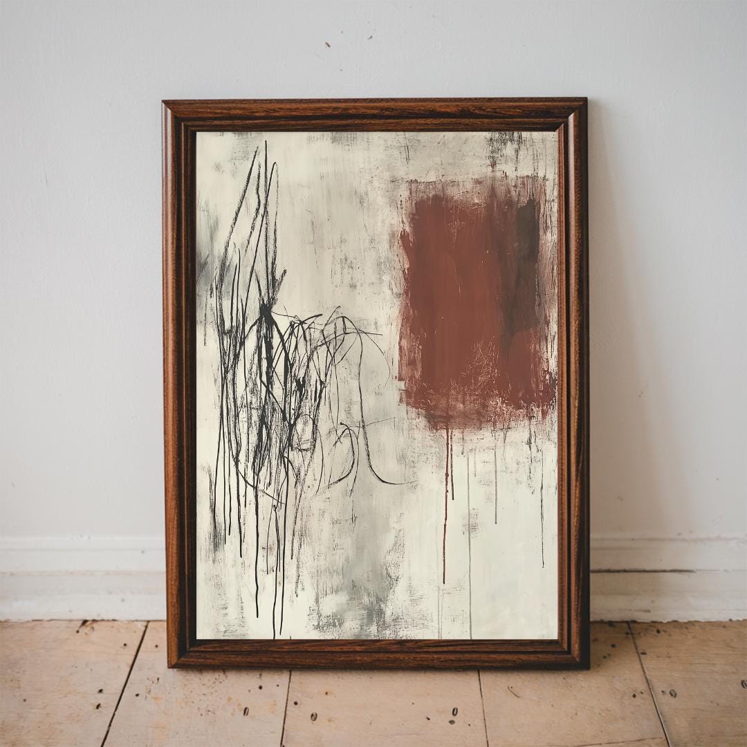 Raw Abstract Art Print, Minimalist Expressionist Painting, Modern ...