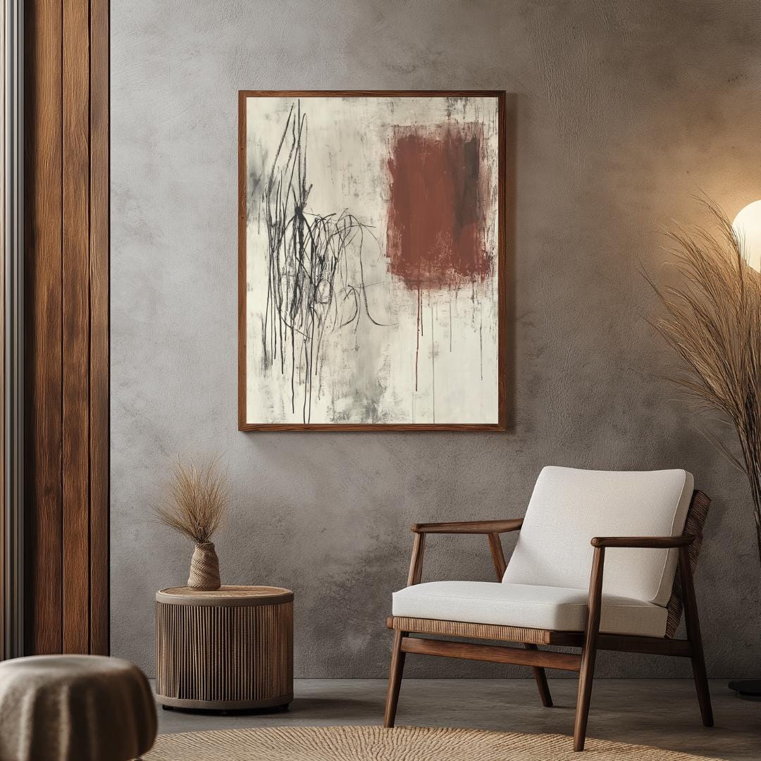 Raw Abstract Art Print, Minimalist Expressionist Painting, Modern ...