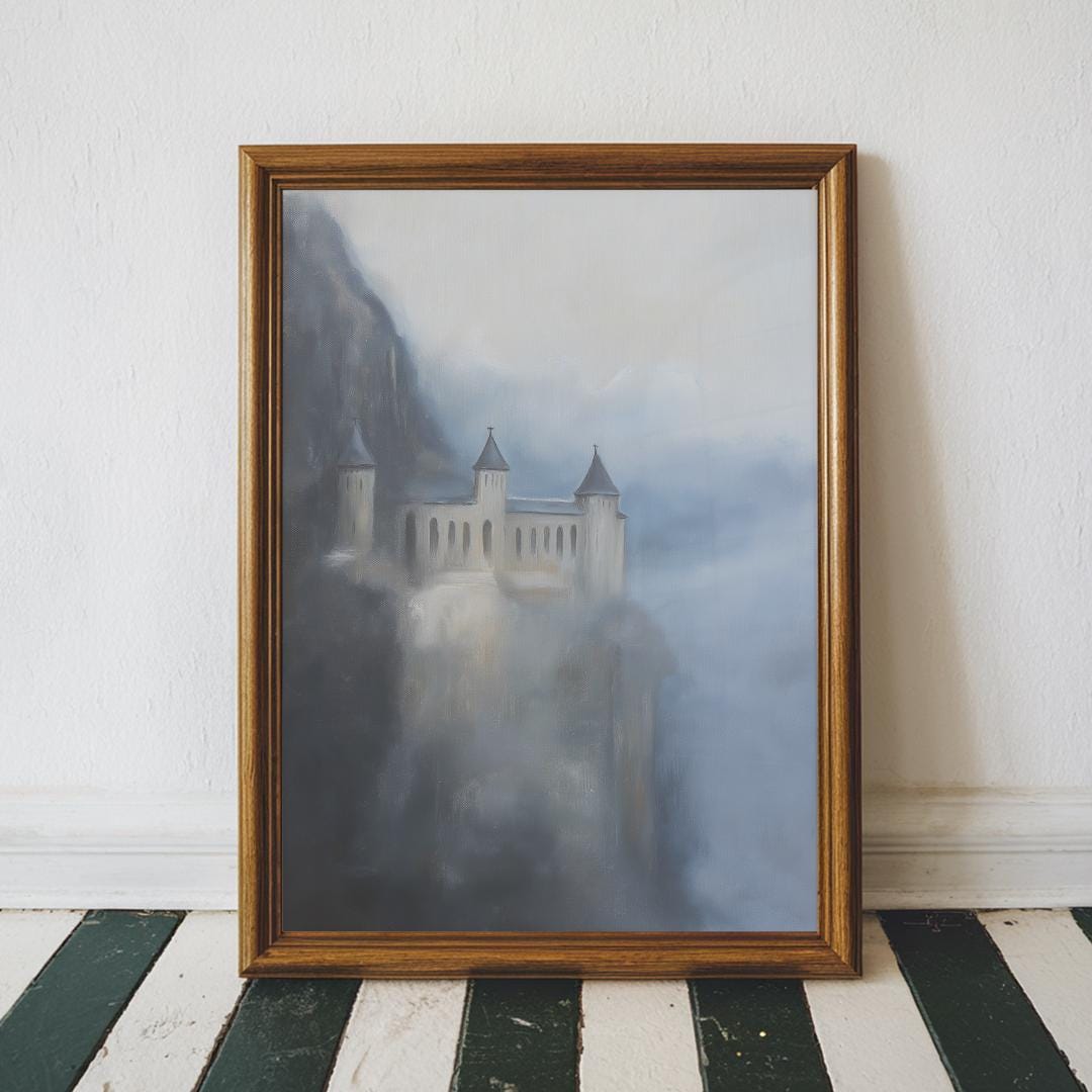 Dark Fantasy Castle Wall Art, Moody Gothic Fortress Painting, Enchanted ...