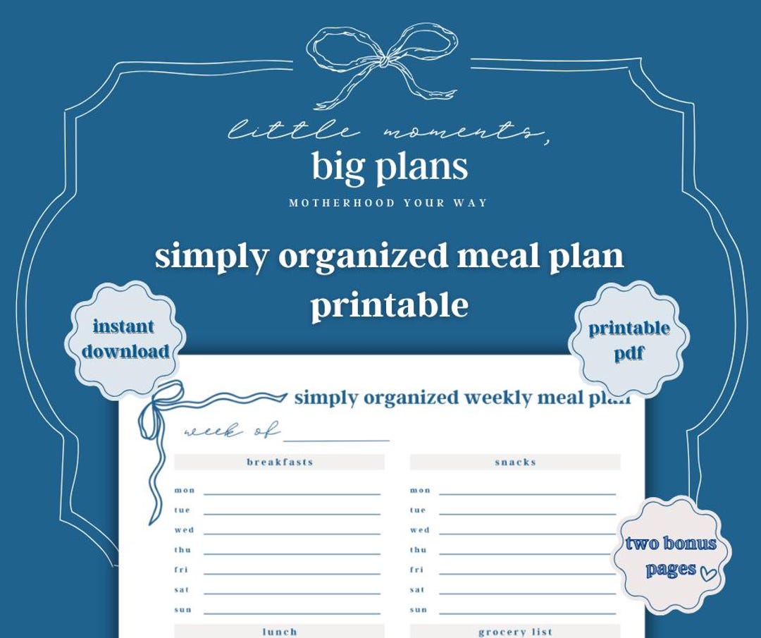 Simply Organized Meal Plan | Digital Meal Planner for Busy Moms ...