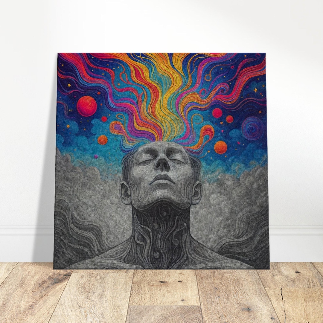 Psychedelic Wall Art Canvas - Man Breaking Free - Colorful Abstract ...