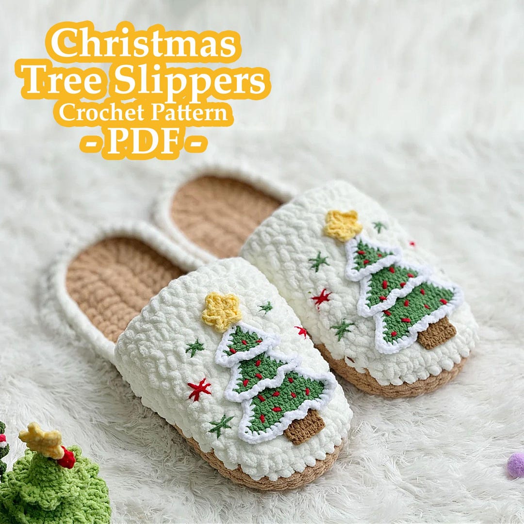 Christmas Tree Slippers Pattern, Crochet Christmas Pattern, Christmas ...