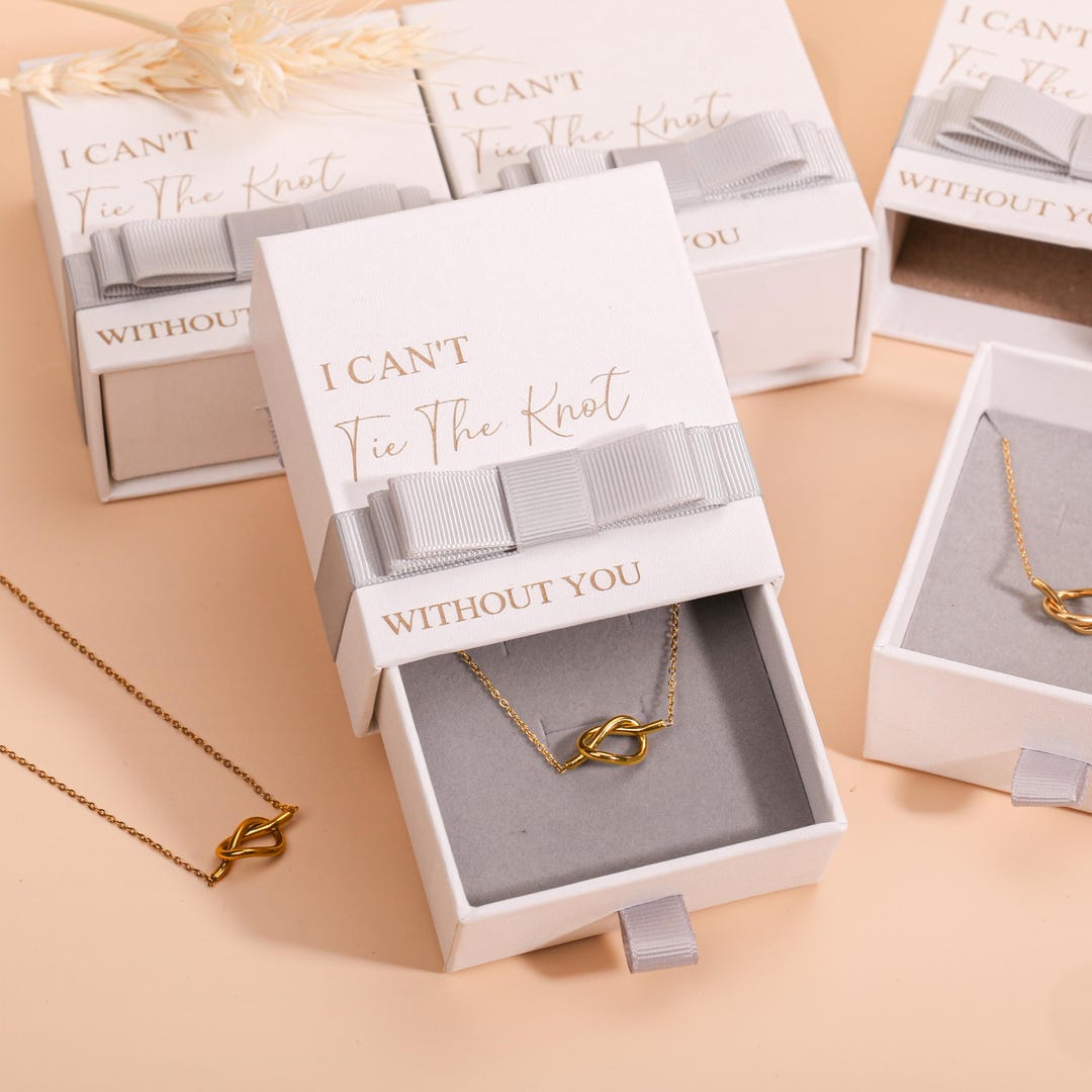 Tie the Knot Jewelry Box Love Knot Necklace | Bridesmaid Proposal Box ...