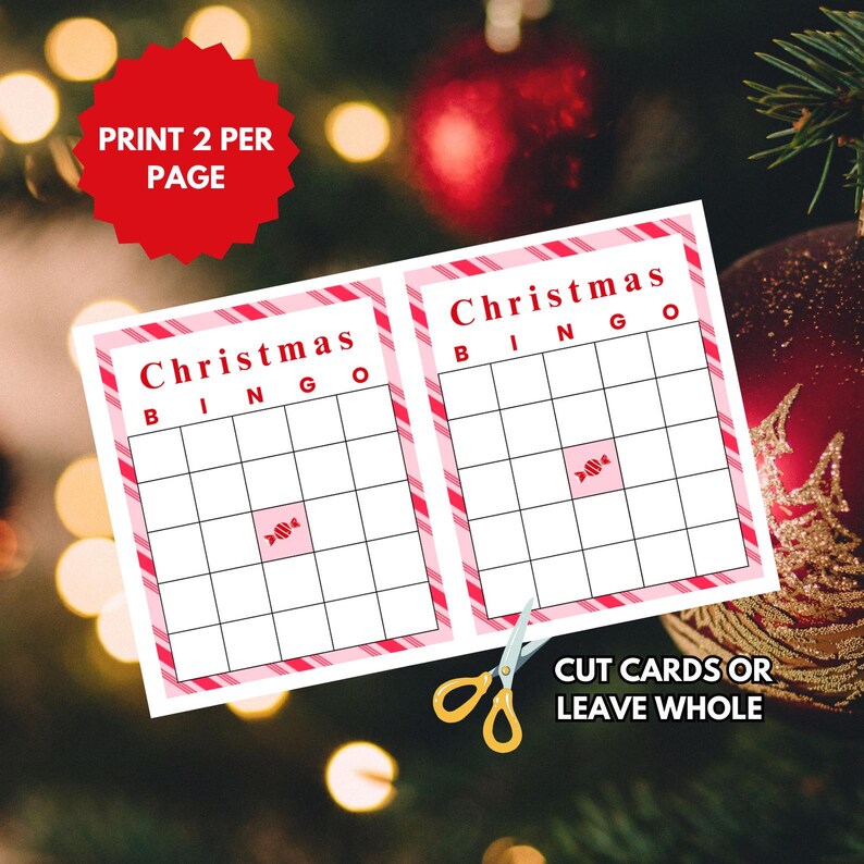 Pink Christmas Bingo Game - A4 Printable Bingo Cards With Numbers (1, 2 ...