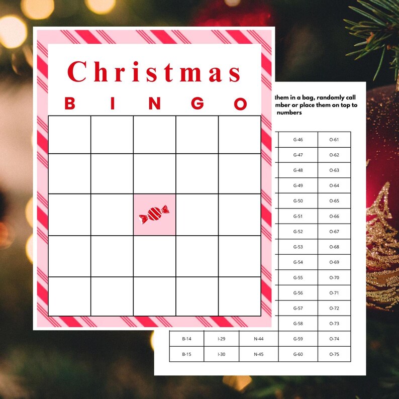 Pink Christmas Bingo Game - A4 Printable Bingo Cards With Numbers (1, 2 ...