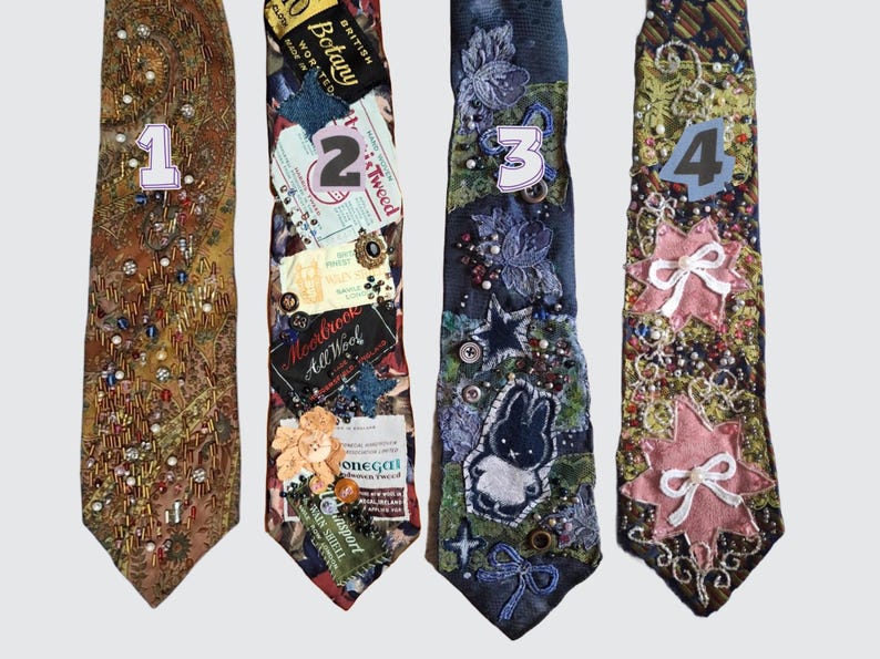 Handmade Upcycled Necktie | One-of-a-kind Repurposed | Tie Statement ...