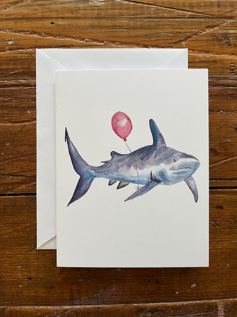 Shark Balloon Card - Etsy