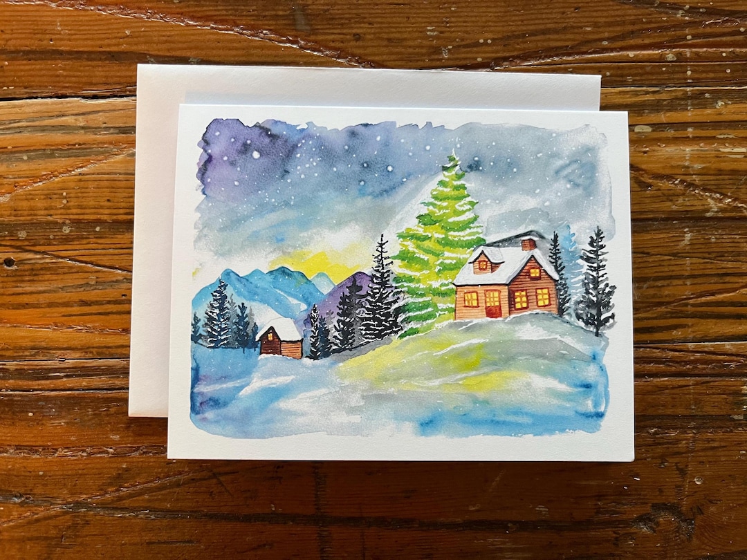 Cozy Cabin Greeting Card - Etsy
