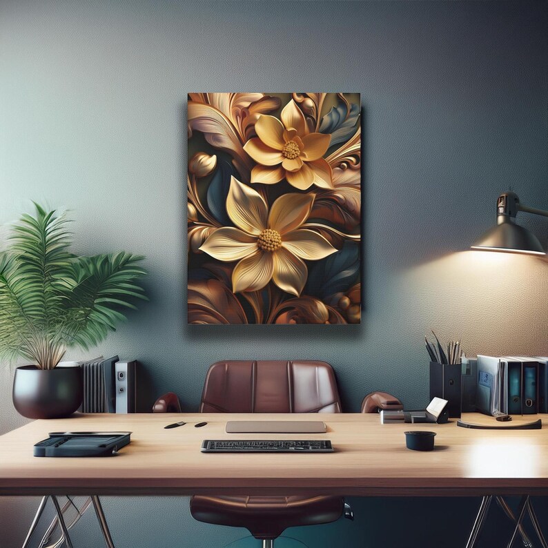 Botanical Floral Leaf Canvas Wall Art, Stretched Matte, Botanical ...