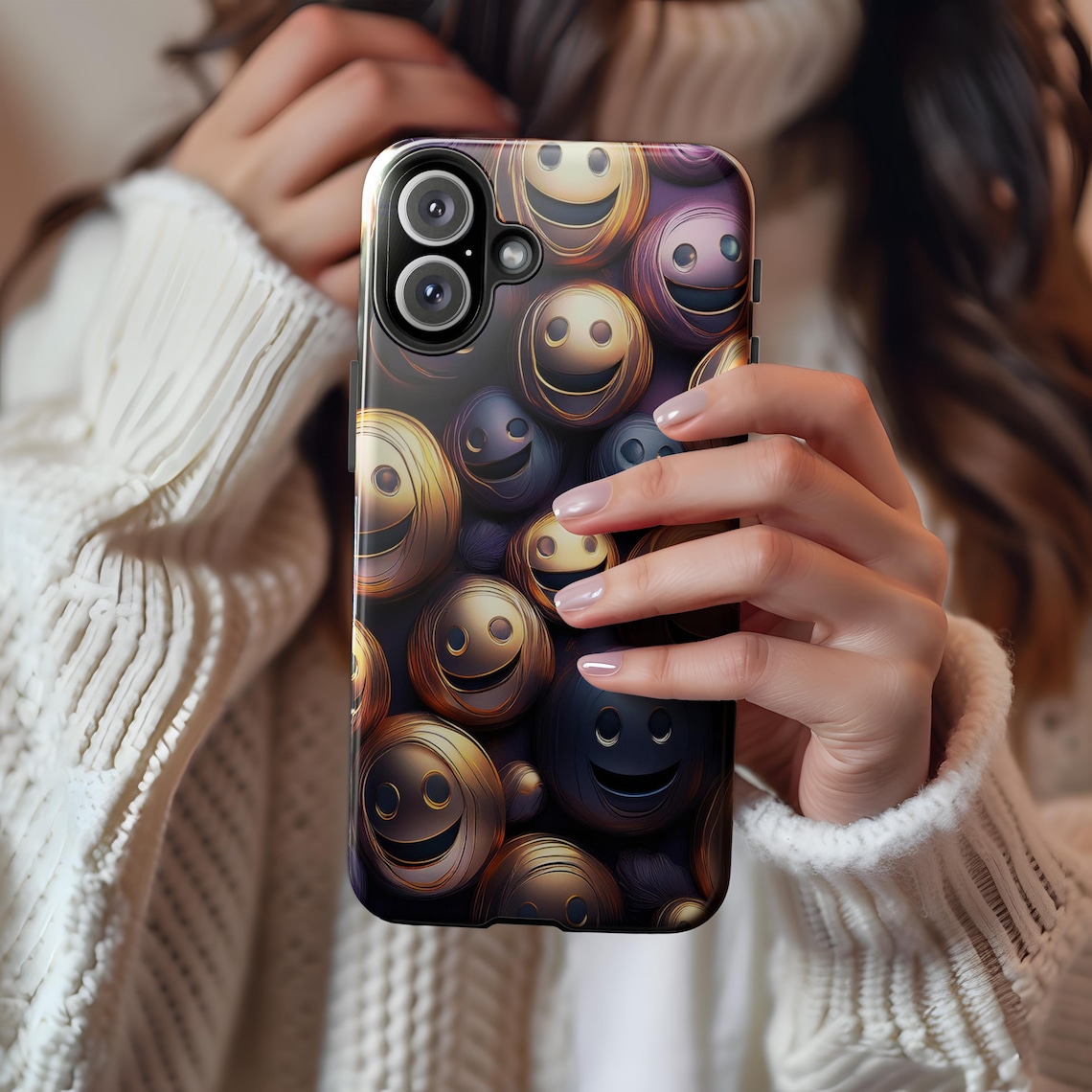 Funny Smiley Face Tough Phone Case, iPhone Samsung Cover, Cool Tech ...