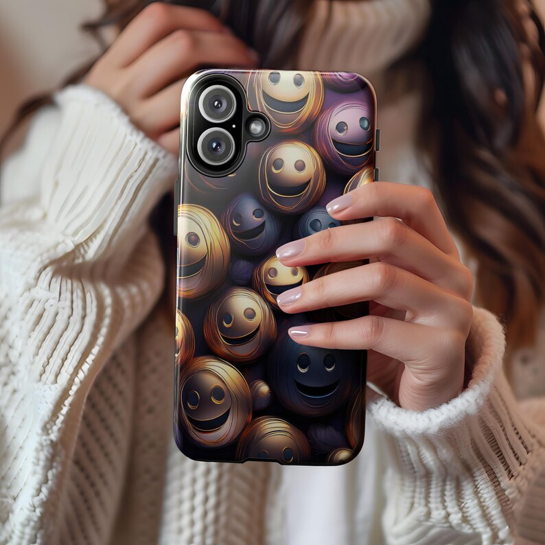 Funny Smiley Face Tough Phone Case, iPhone Samsung Cover, Cool Tech ...