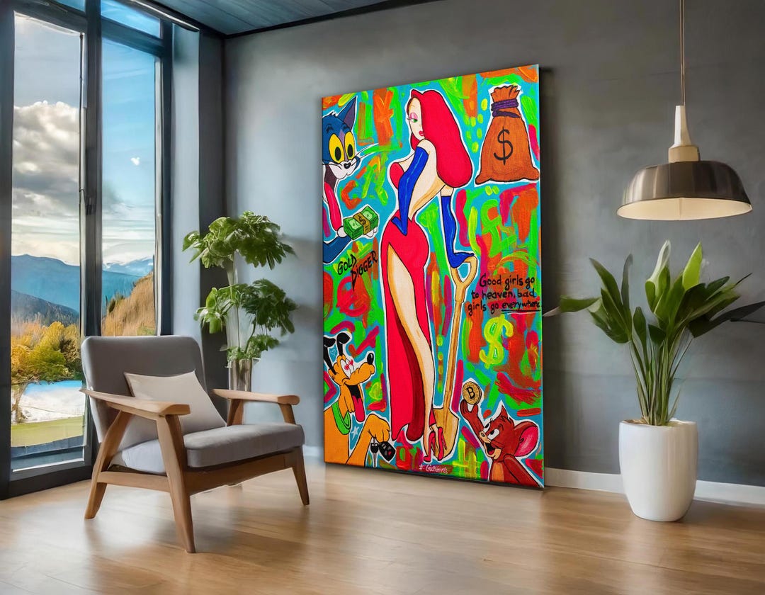 Banksy Jessica Rabbit Pop Art Oil Painting | Handmade Paint on Canvas ...