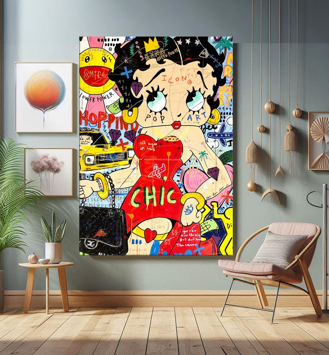 Banksy Betty Boop Pop Art Oil Painting | Handmade Paint on Canvas ...