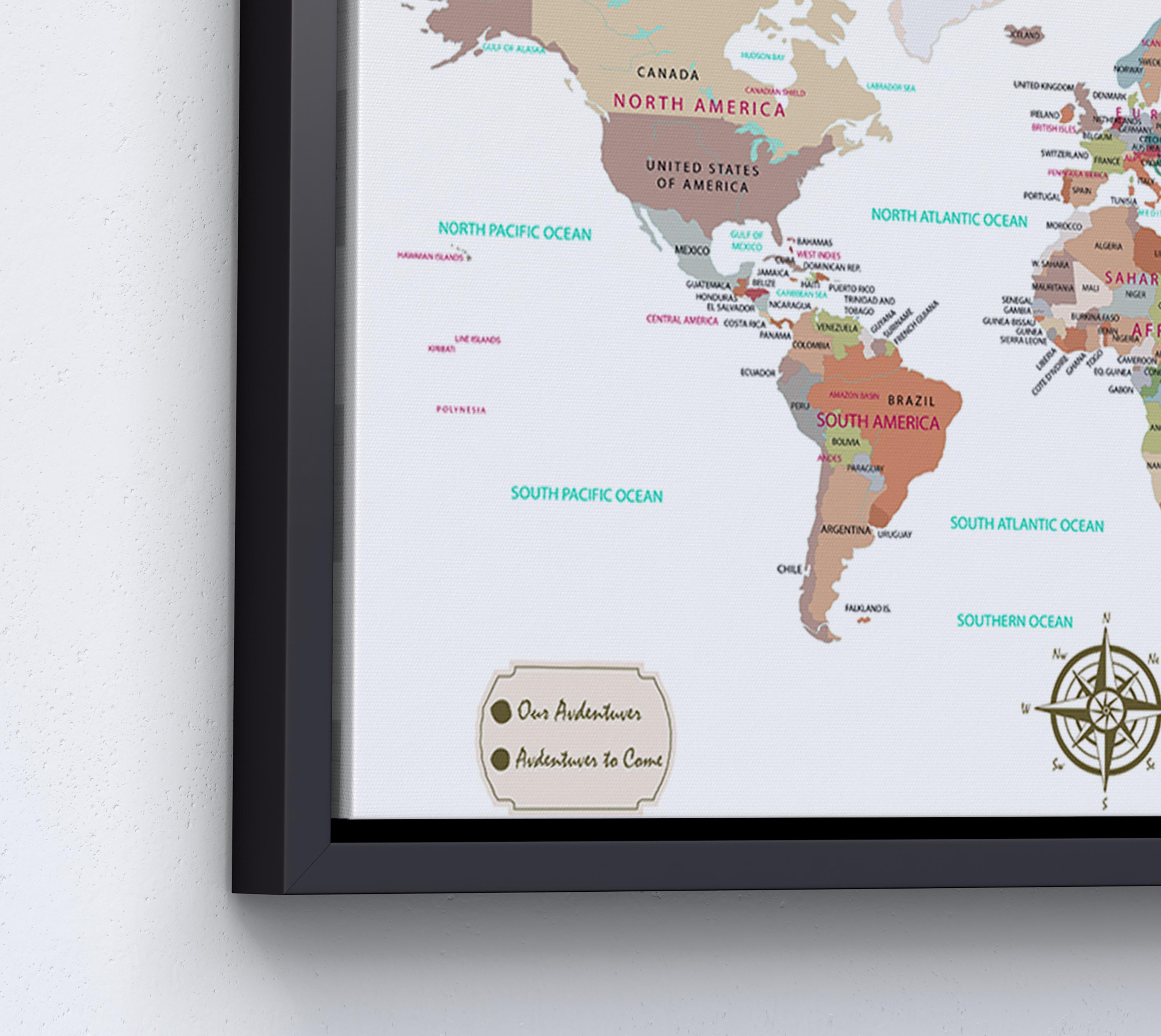 Large Detailed Push Pin Travel Map, Places You've Been World Map ...