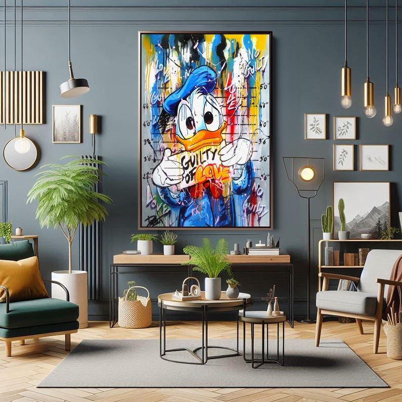 Banksy Guilty Donald Duck Graffiti Pop Art Canvas, Banksy Style Pop Art ...