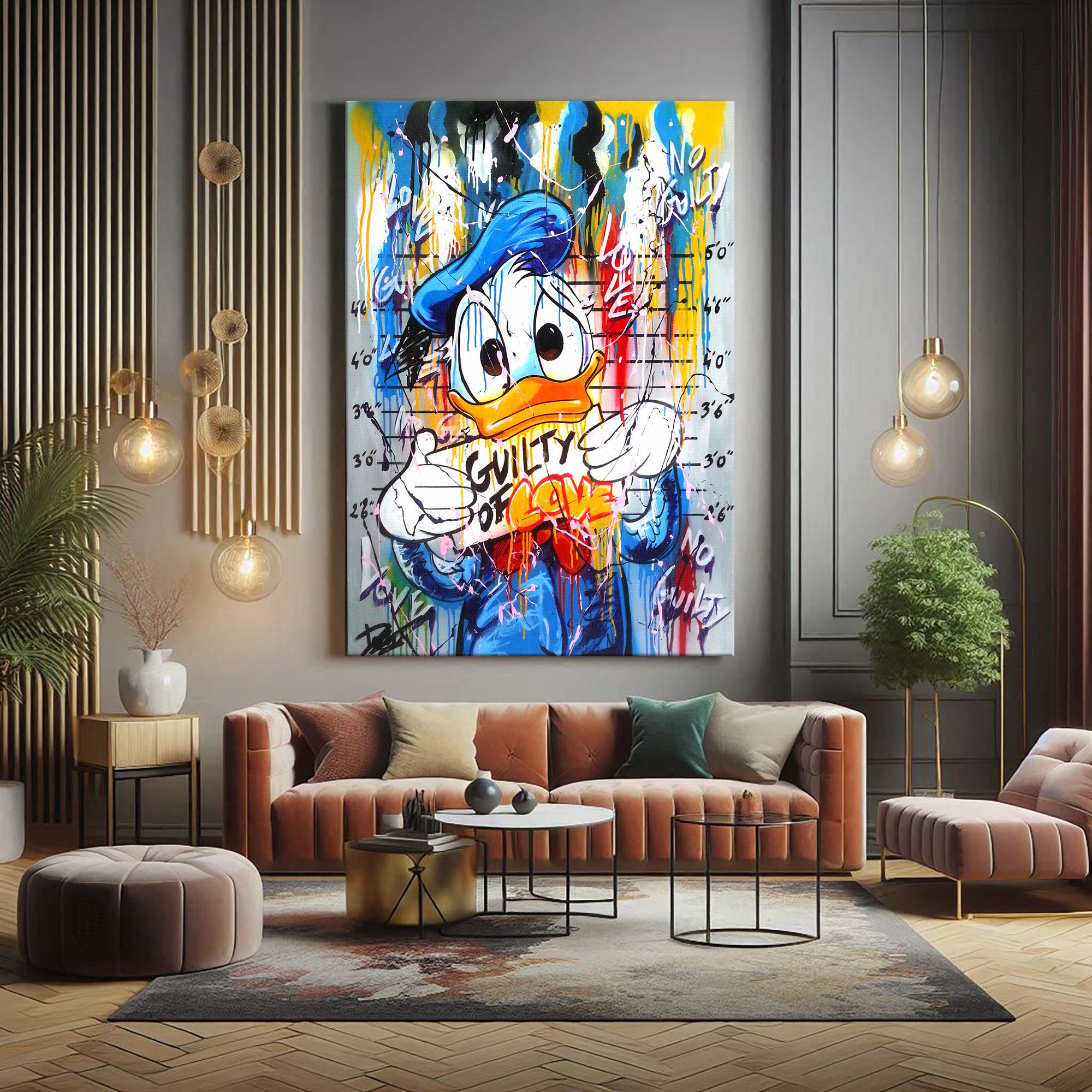 Banksy Guilty Donald Duck Graffiti Pop Art Canvas, Banksy Style Pop Art ...