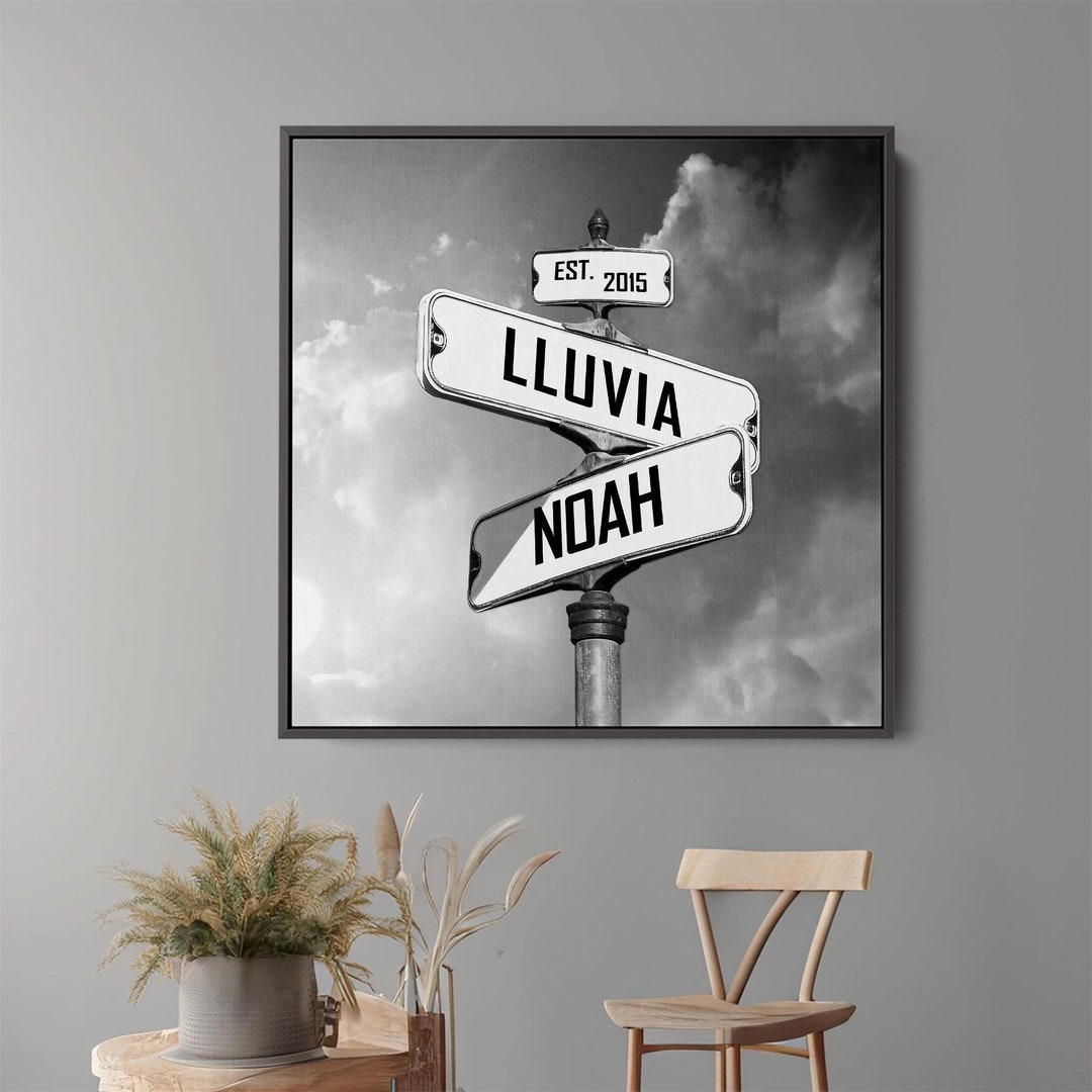 Personalized Name Vintage Street Sign Canvas Wall Art, Custom Name ...