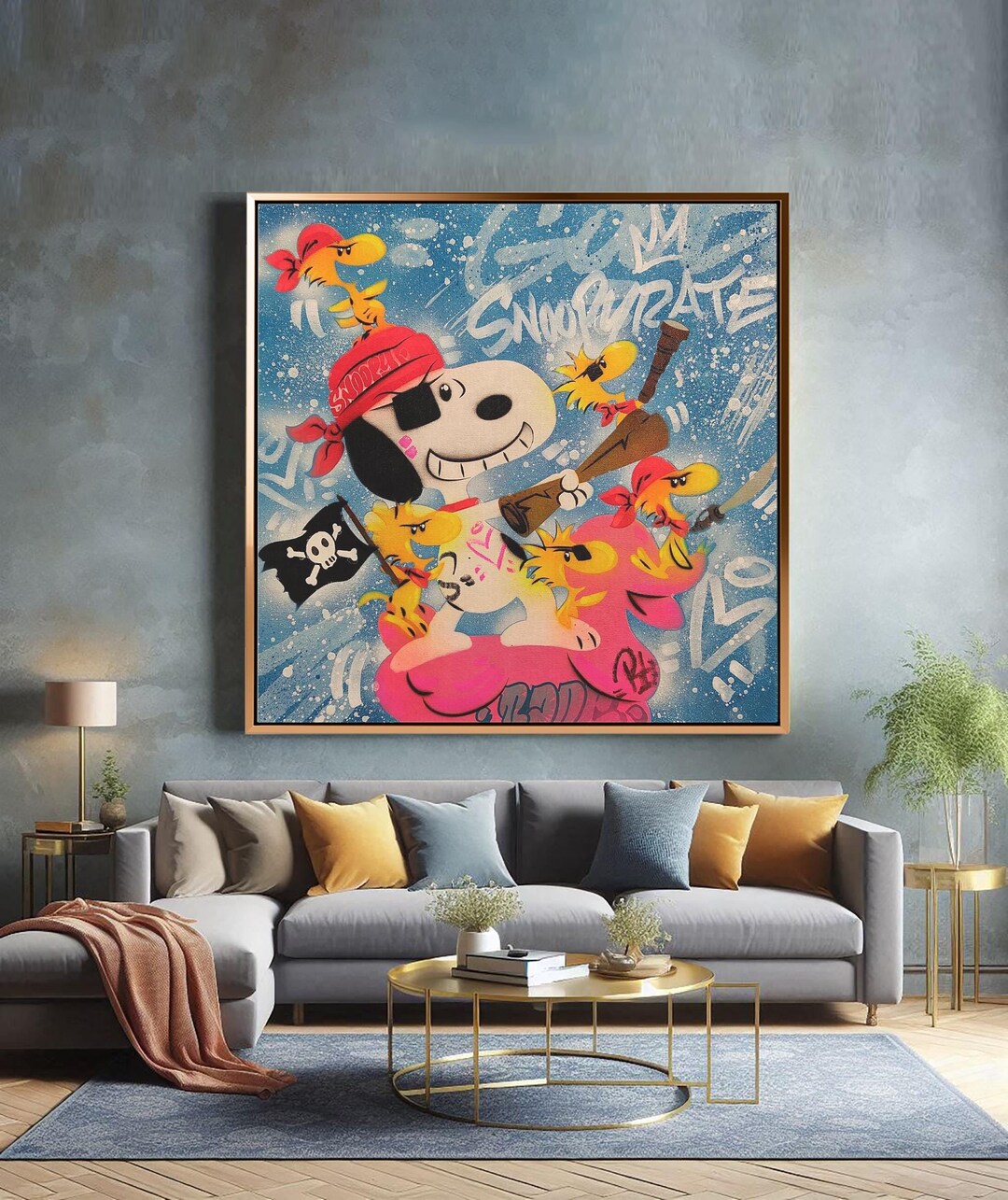 Pirate Snoopy Oil Painting, 100% Handmade Pop Art Canvas, Unique Snoopy ...