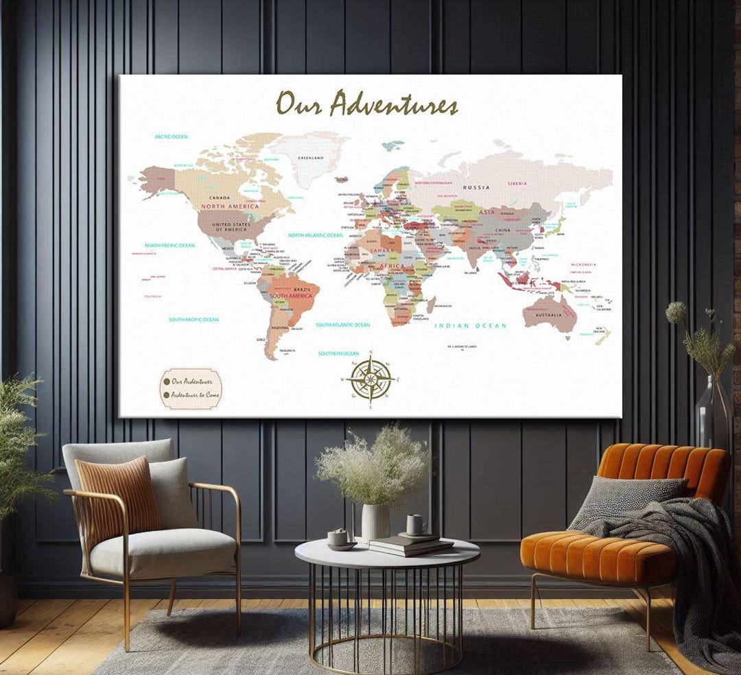 Accurate World Map Poster - Large Wall Travel Map Print - Detailed ...