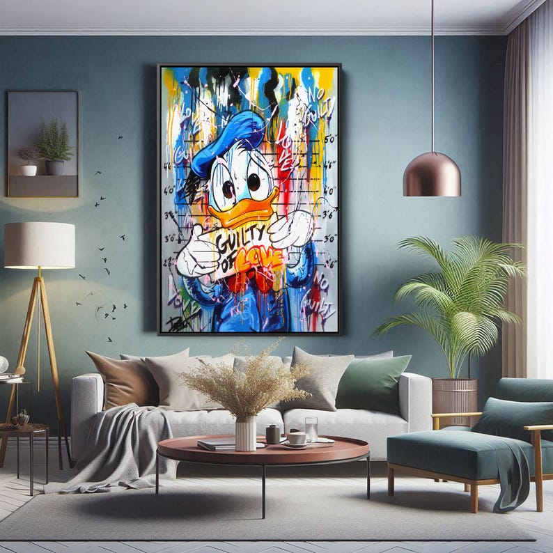 Banksy Guilty Donald Duck Graffiti Pop Art Canvas, Banksy Style Pop Art ...