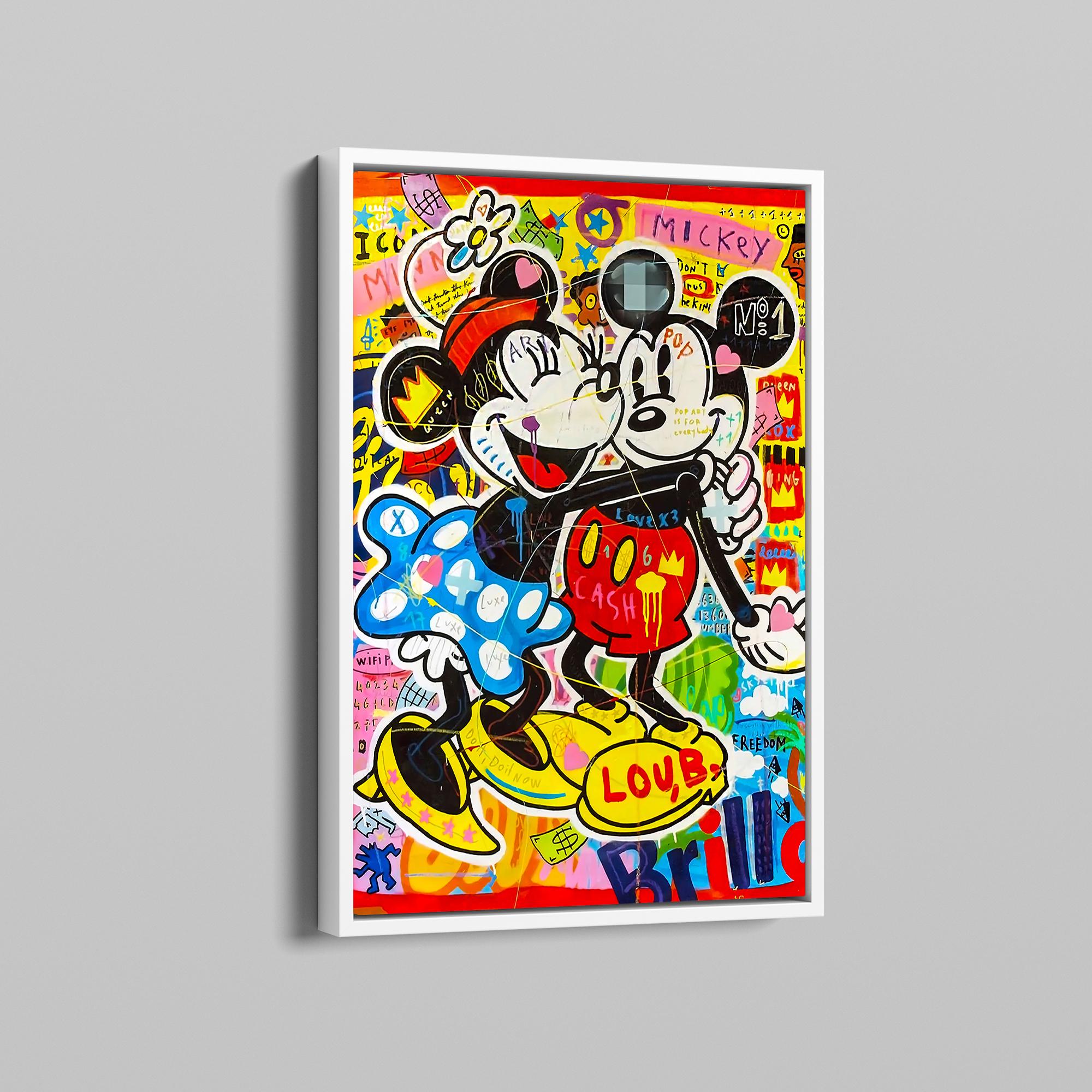 Banksy Mickey and Minnie Mouse Pop Art Oil Painting | Handmade Paint on ...