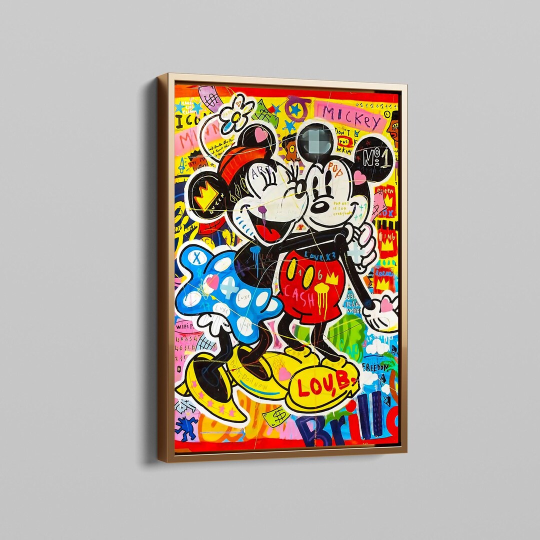 Banksy Mickey and Minnie Mouse Pop Art Oil Painting | Handmade Paint on ...