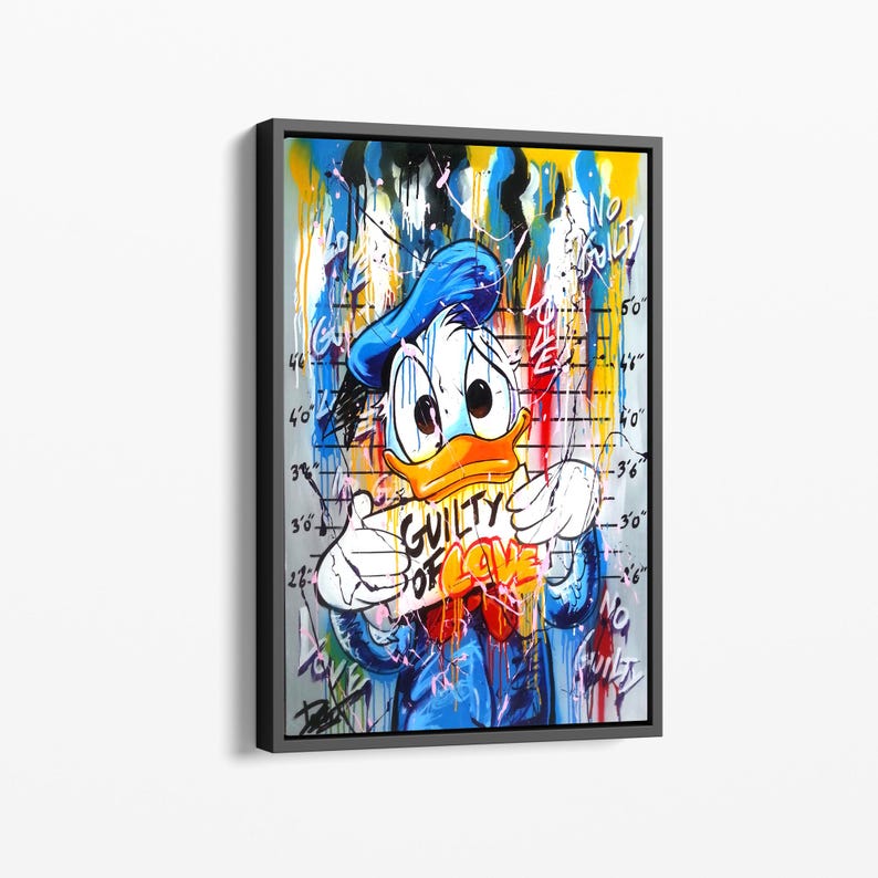 Banksy Guilty Donald Duck Graffiti Pop Art Canvas, Banksy Style Pop Art ...