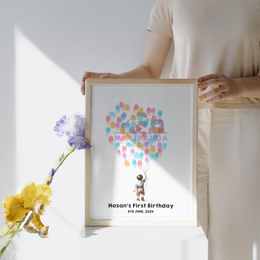 Fingerprint Boy Balloon Poster Guest Memory - Etsy