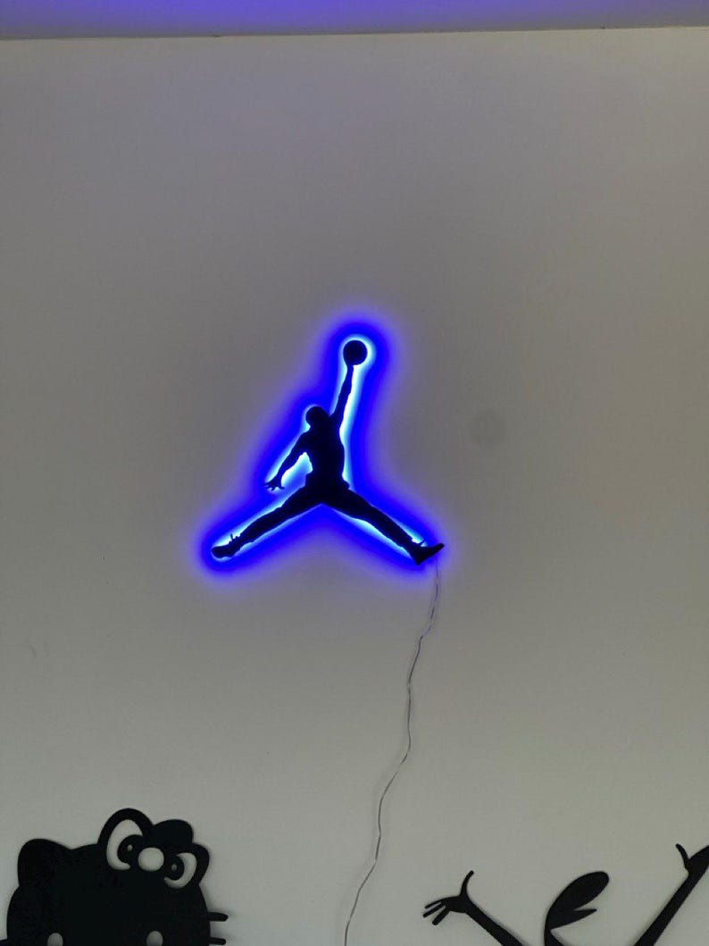 Michael Jordan Jumpman Metal Led Wall Sign, Gift for Boyfriend Art ...