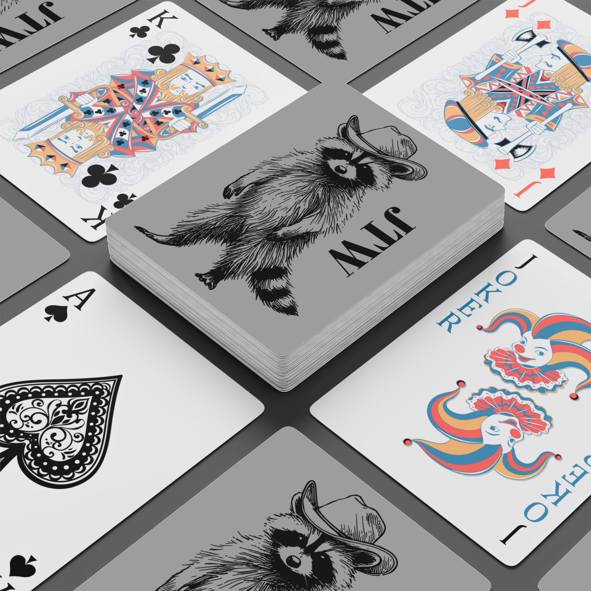 Custom Cowboy Raccoon Playing Cards, Customize With Initials or Name ...