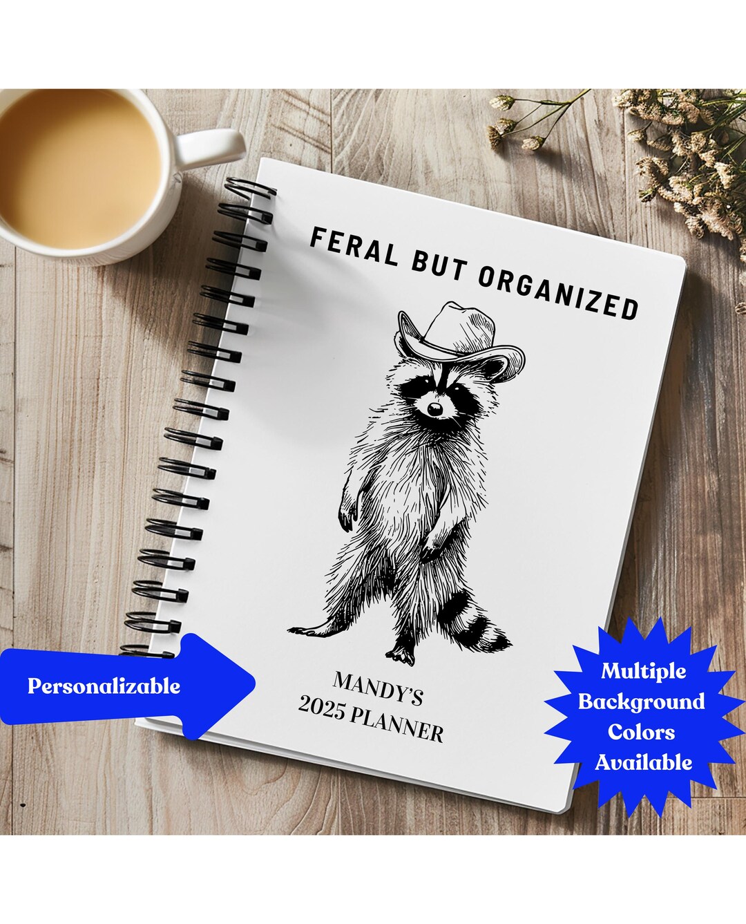 Personalized 2025 Funny Monthly Planner, Raccoon Planner, Gift for ...