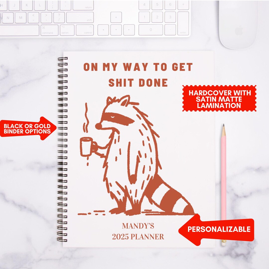 Personalized Funny Raccoon Weekly Planner Gift for Women Desk ...