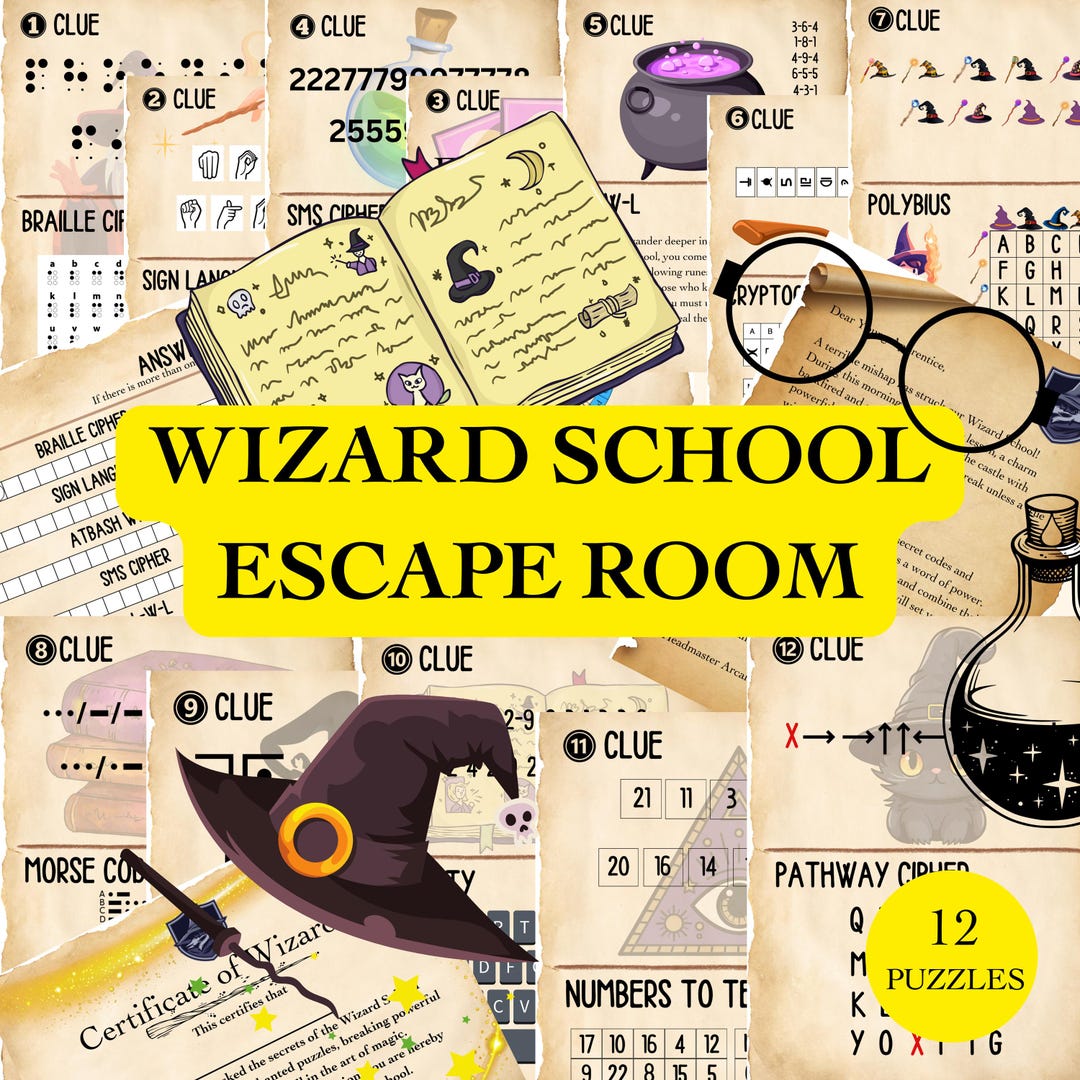 Wizard School Escape Room: Printable Kids Birthday Party Game (PDF ...
