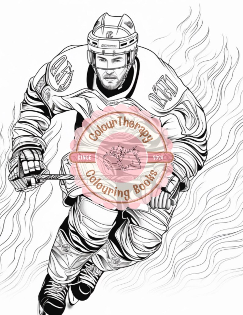 25 Hockey Coloring Pages - Digital Download - Ice Hockey Adult Coloring ...