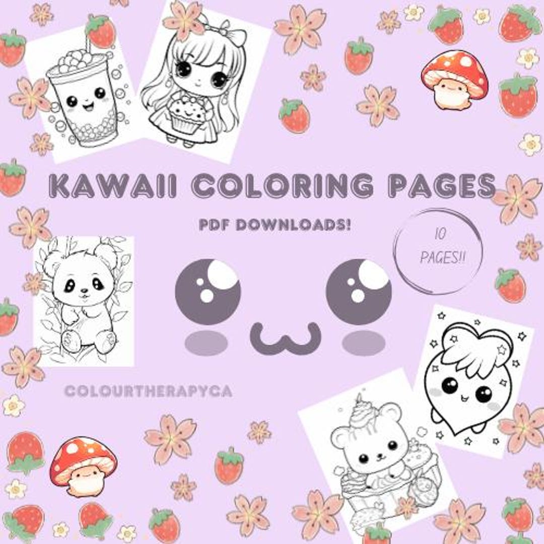 10 Kawaii Colouring Pages Refill Pack Digital Download - Etsy