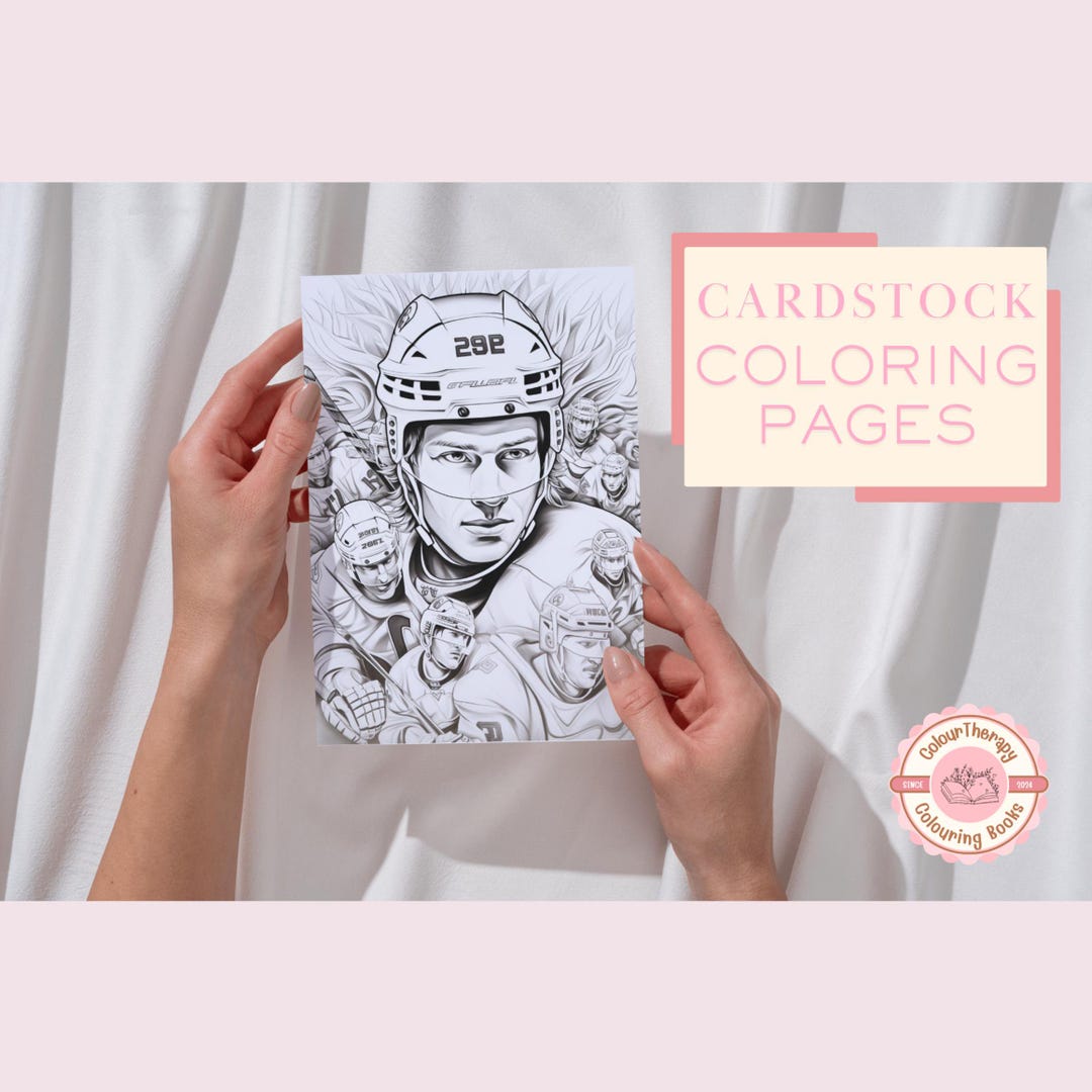 Hockey Coloring Page Refill Pack - Cardstock Coloring Pages Gift Pack ...