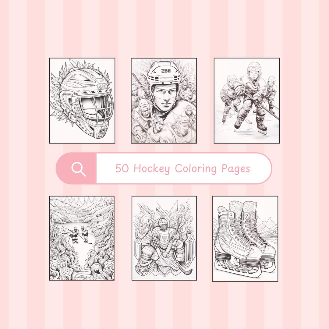 50 Hockey Coloring Pages - Ice Hockey Coloring Book for Adults ...