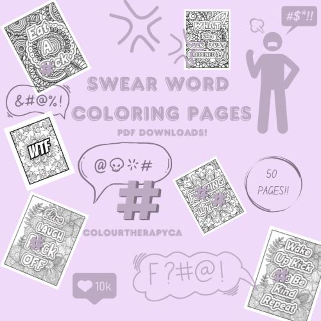 50 Swear Word Colouring Pages Refill Pack Digital Download - Etsy