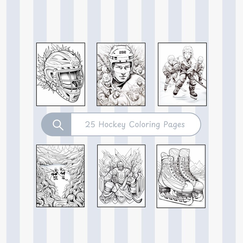 25 Hockey Coloring Pages - Digital Download - Ice Hockey Adult Coloring ...