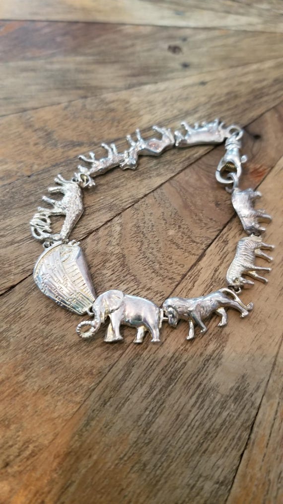 Sterling Silver Noah's Ark Animal Link Polished Brace… - Gem