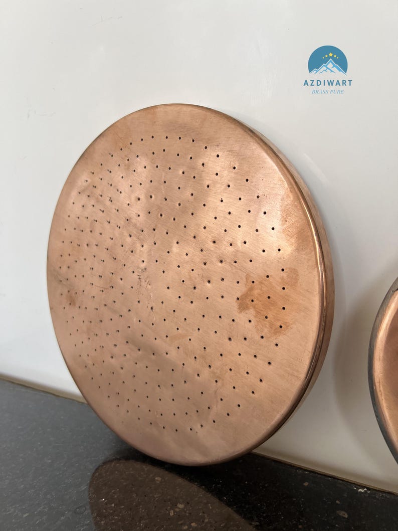 Unlacquered Solid Copper Rain Shower Head, Round Handcrafted Showerhead ...