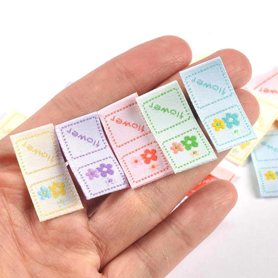 Mini Flower Embroidery Labels DIY Craft Tags for Sewing, Clothing, Hats ...