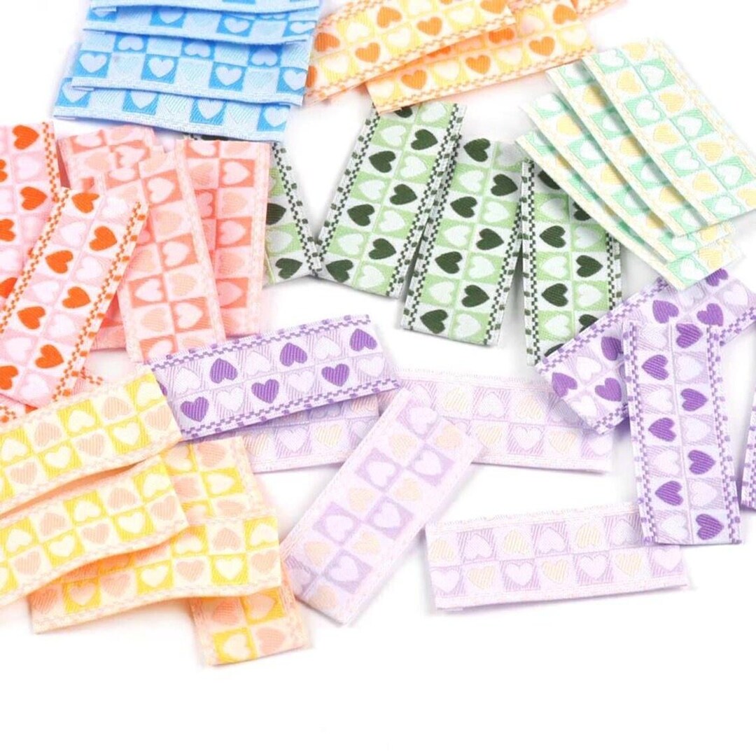 Multi-color Heart Embroidery Labels for DIY Sewing, Washable Garment ...