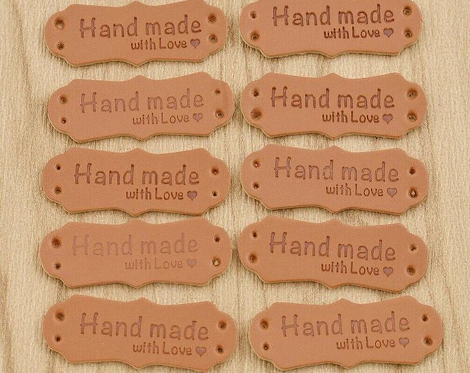 Circle Faux Leather Sewn Custom Tags 3 Cm, Personalized Labels for ...