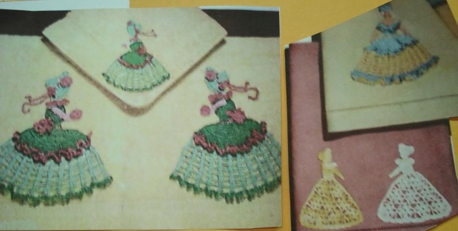 3 Vintage Crochet Pattern Crinoline Ladies for Towels Pillow Case ...